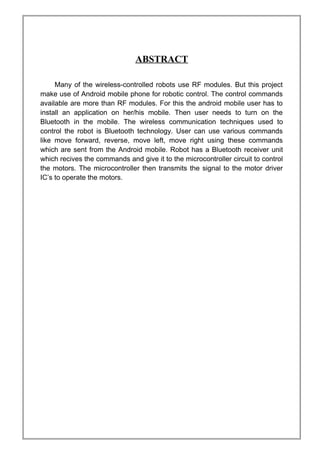 Android Operated Wireless Robot Using 8051 MCU | PDF