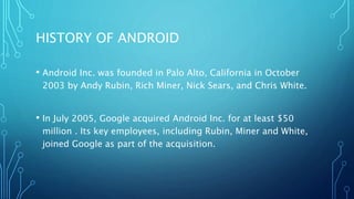 Android operating system | PPTX | Operating Systems | Computer Software ...