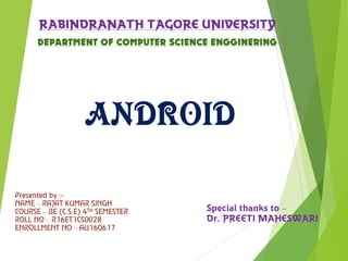 PRESENTATION ON ANDROID | PDF | Operating Systems | Computer Software ...