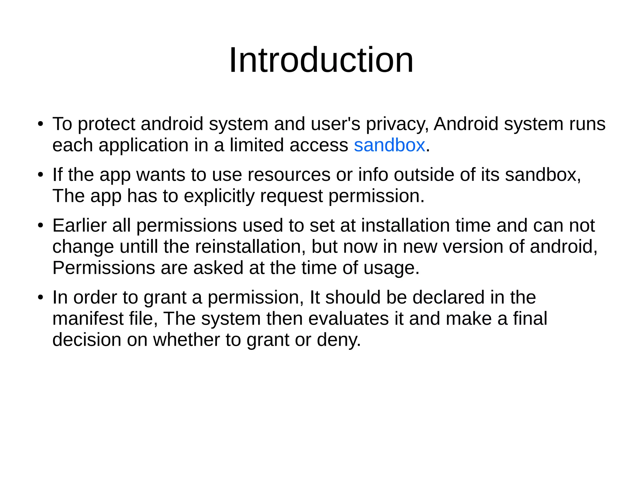 Android permission system | ODP
