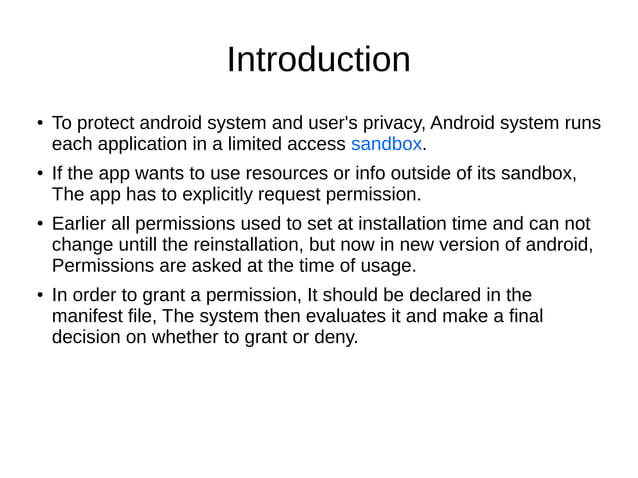 Android permission system | ODP