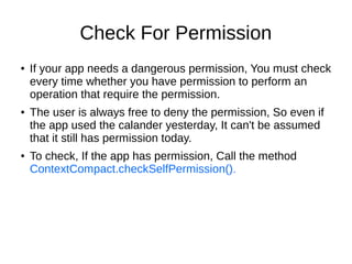 Android permission system | ODP