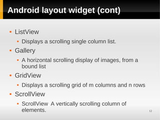 Android platform widgets | PDF