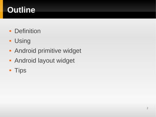 Android platform widgets | PDF