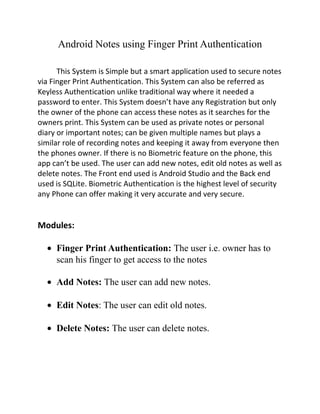 Android project synopsis | DOC