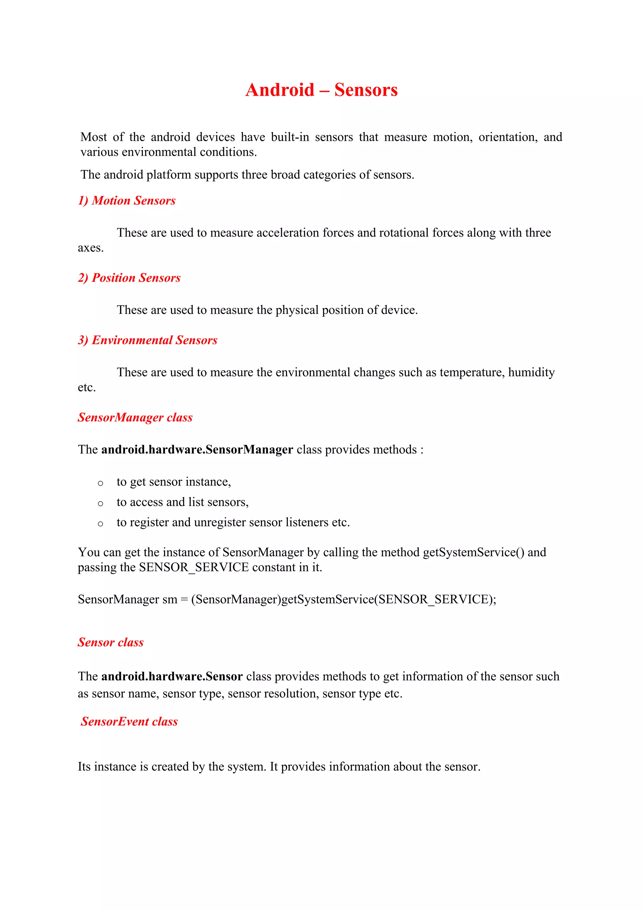 Android sensor | PDF