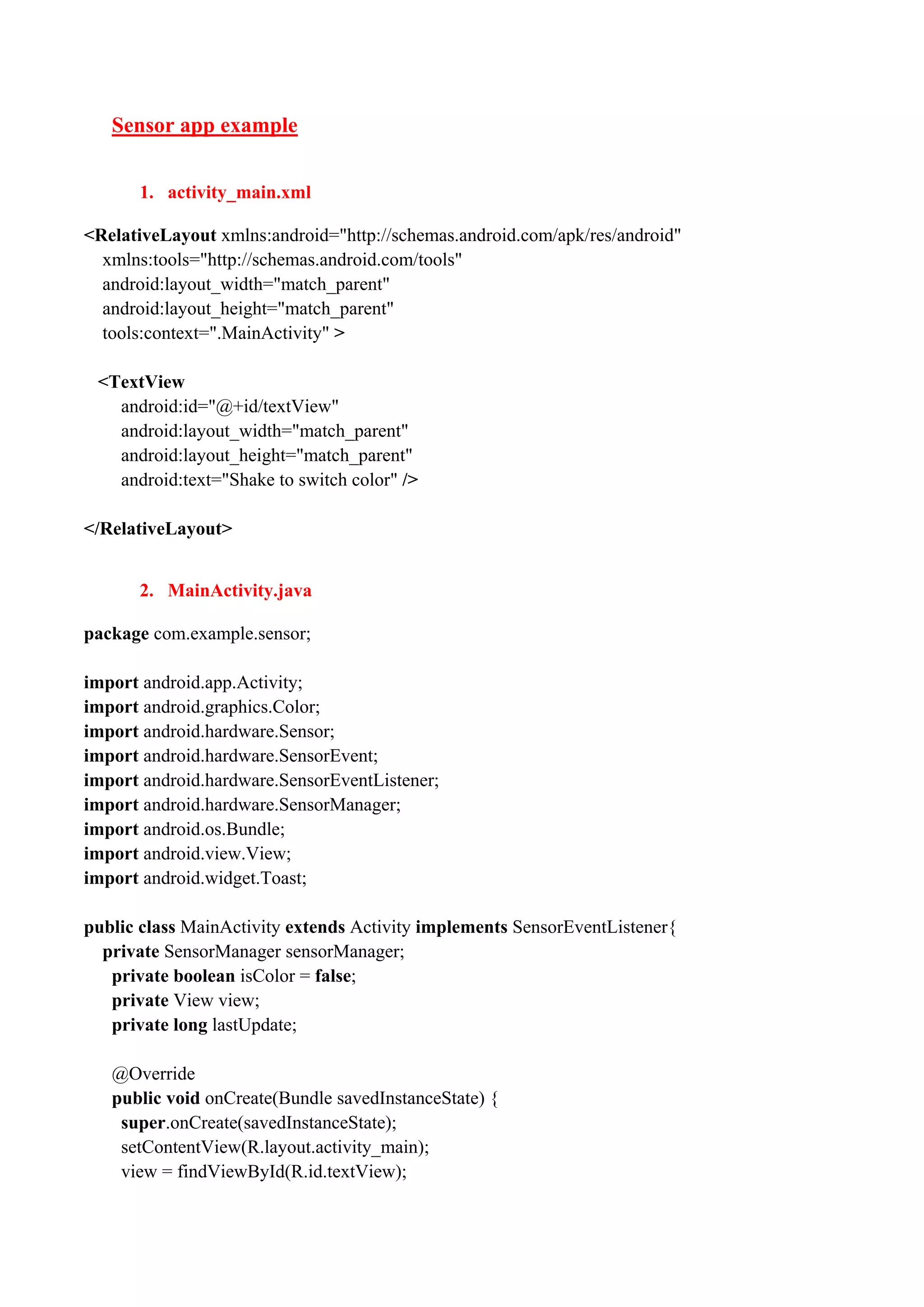 Android sensor | PDF