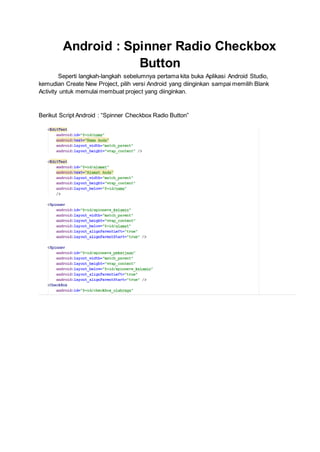 Android Spinner Radio Checkbox Button | PDF