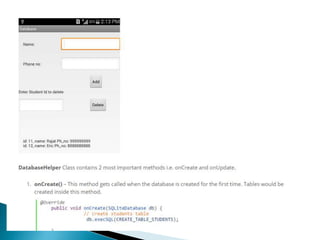 Android sqlite database – 1 | PPTX