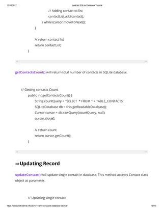 Android sq lite database tutorial | PDF