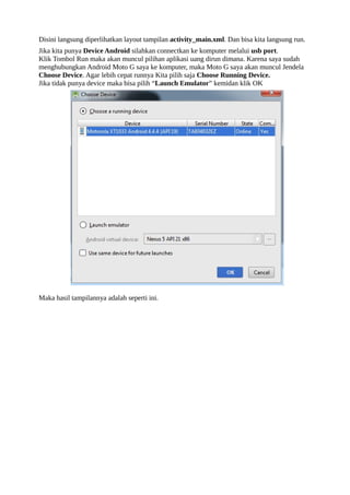 Belajar Android Studio - Membuat Aplikasi Android Sederhana | PDF