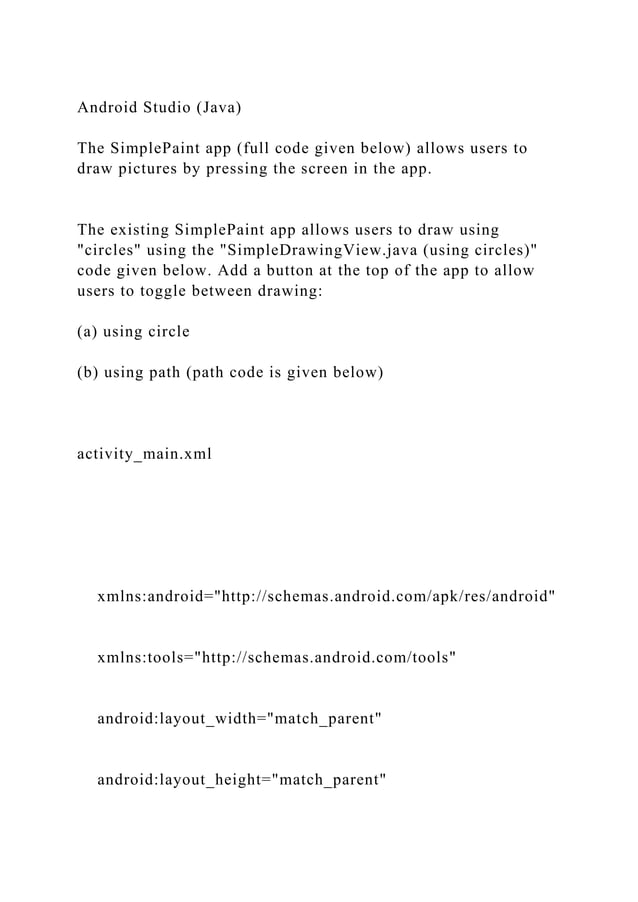 Android Studio (Java)The SimplePaint app (full code given below).docx