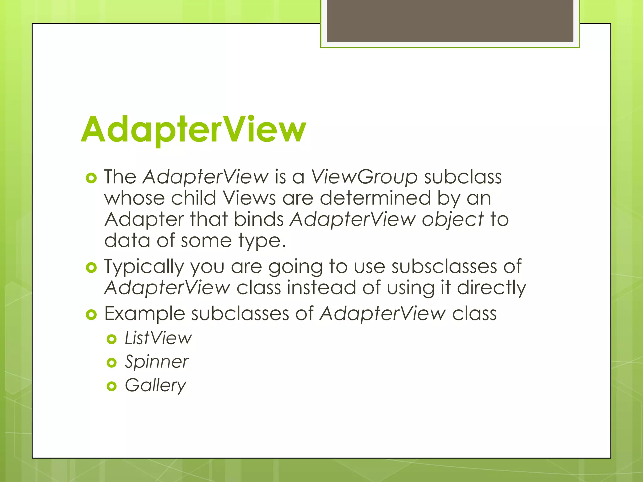 Android Training (AdapterView & Adapter) | PPT