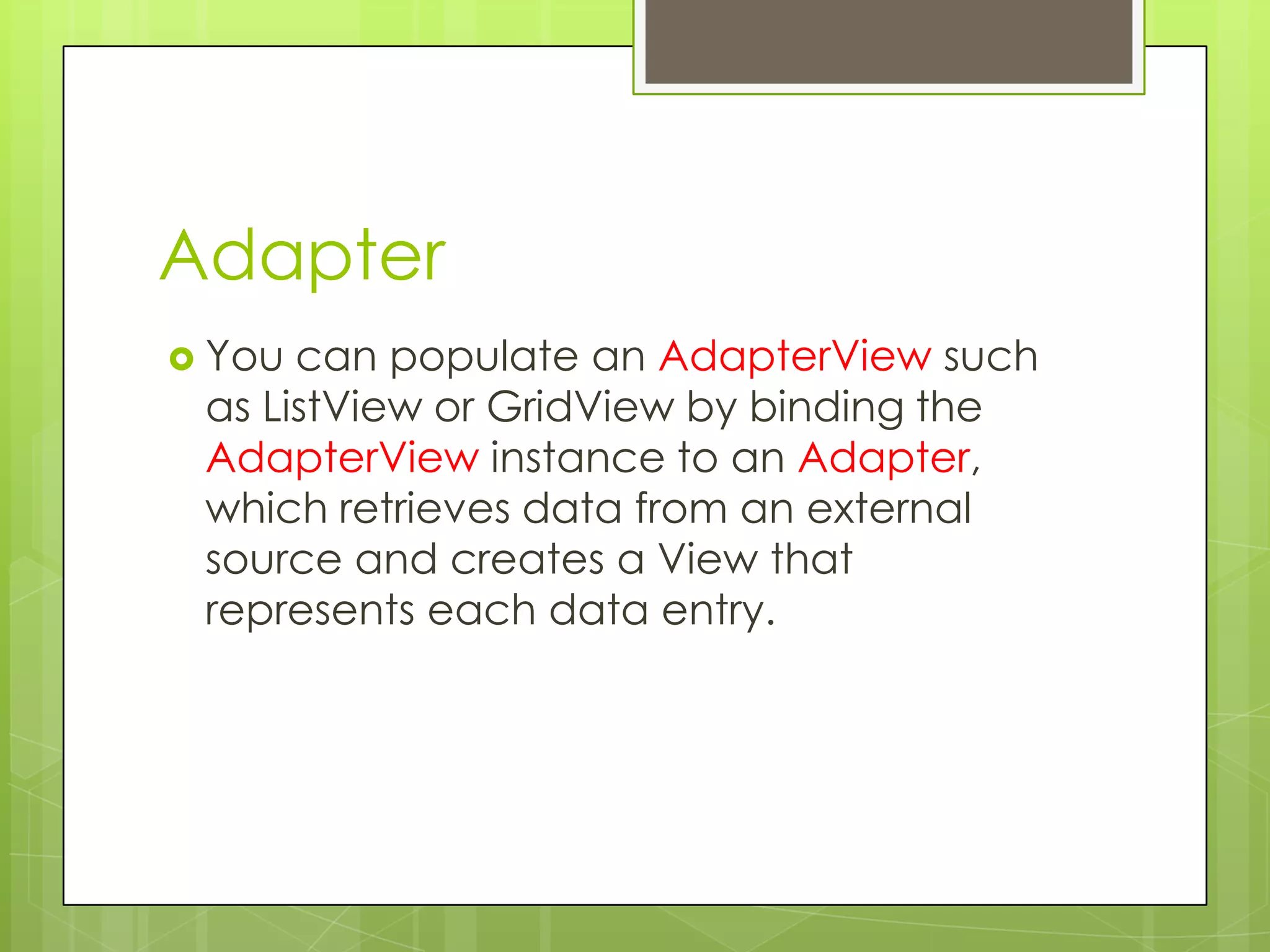 Android Training (AdapterView & Adapter) | PPTX