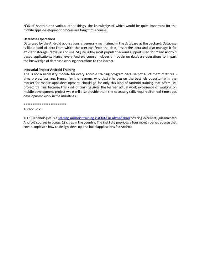 Android Training Course What Can You Learn From It
