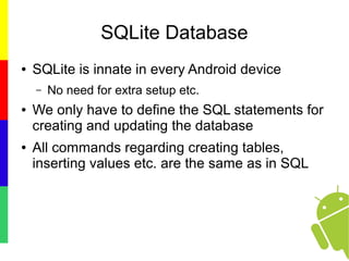 Android training day 4 | ODP | Databases | Computer Software and Applications