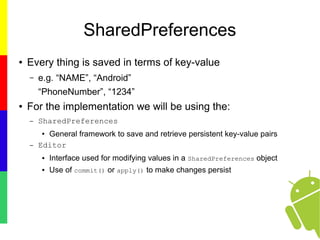 Android training day 4 | ODP | Databases | Computer Software and Applications