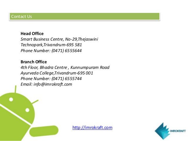 Android training in technopark - Imrokraft | PPT