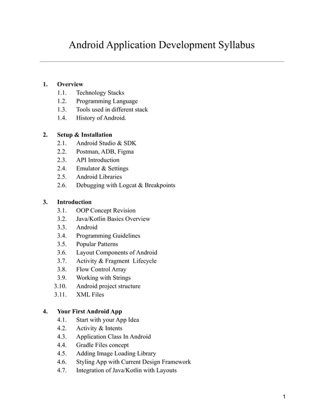 Android Training Syllabus | PDF