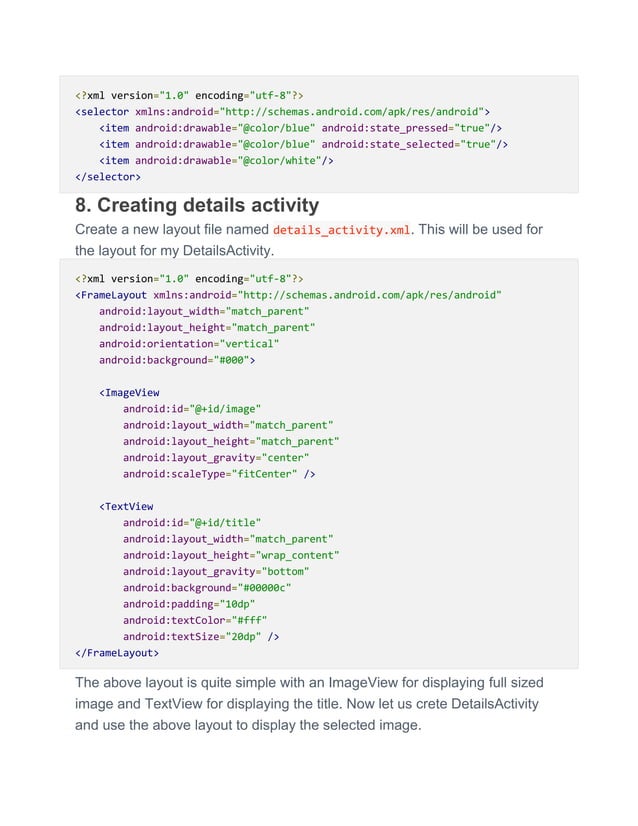Android ui layouts ,cntls,webservices examples codes | PDF