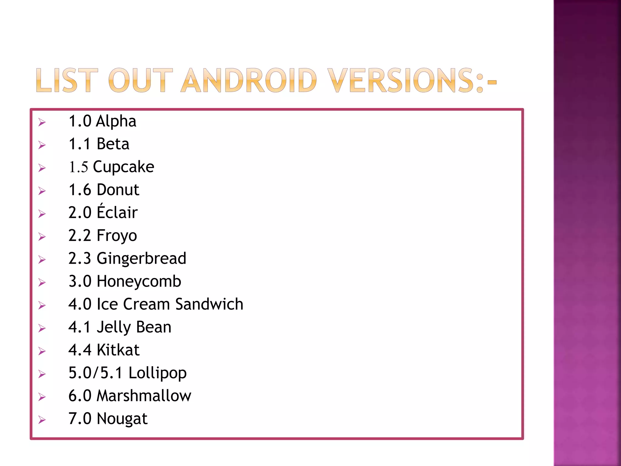 Android versions | PPTX