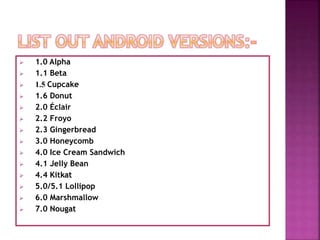 Android versions | PPT
