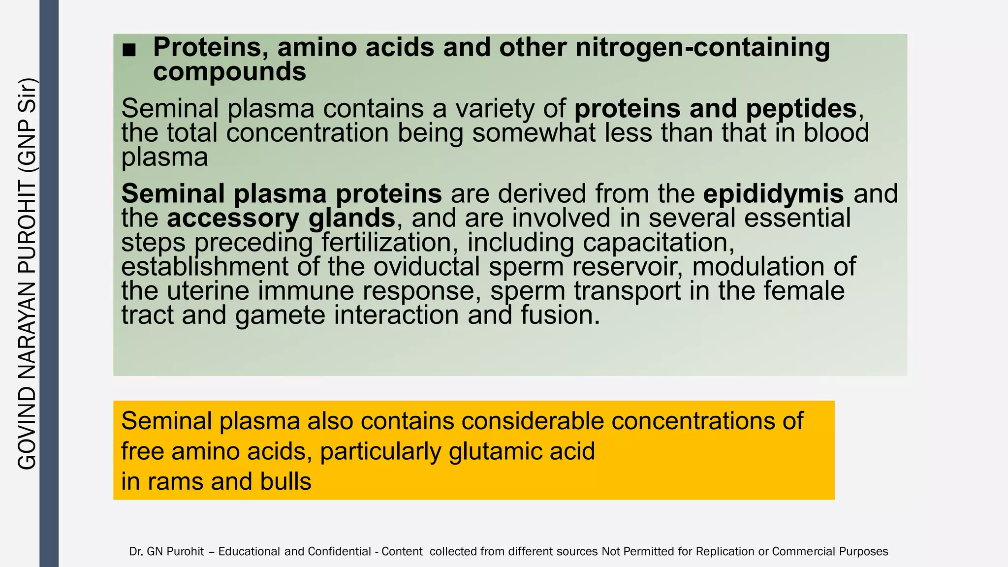 Andrology lecture 14 semen and its composition in male animals (1) | PDF