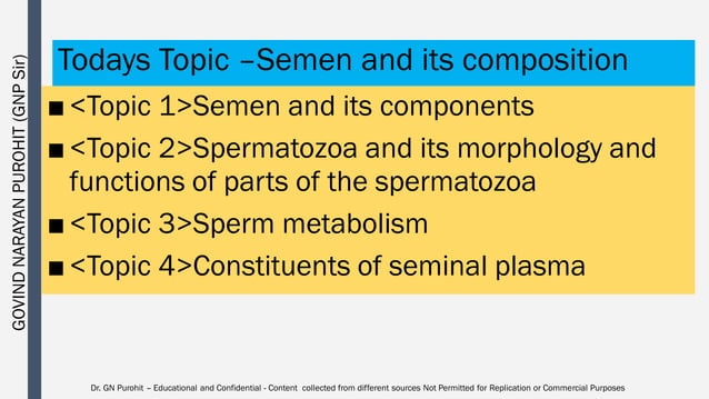 Andrology lecture 14 semen and its composition in male animals (1) | PDF