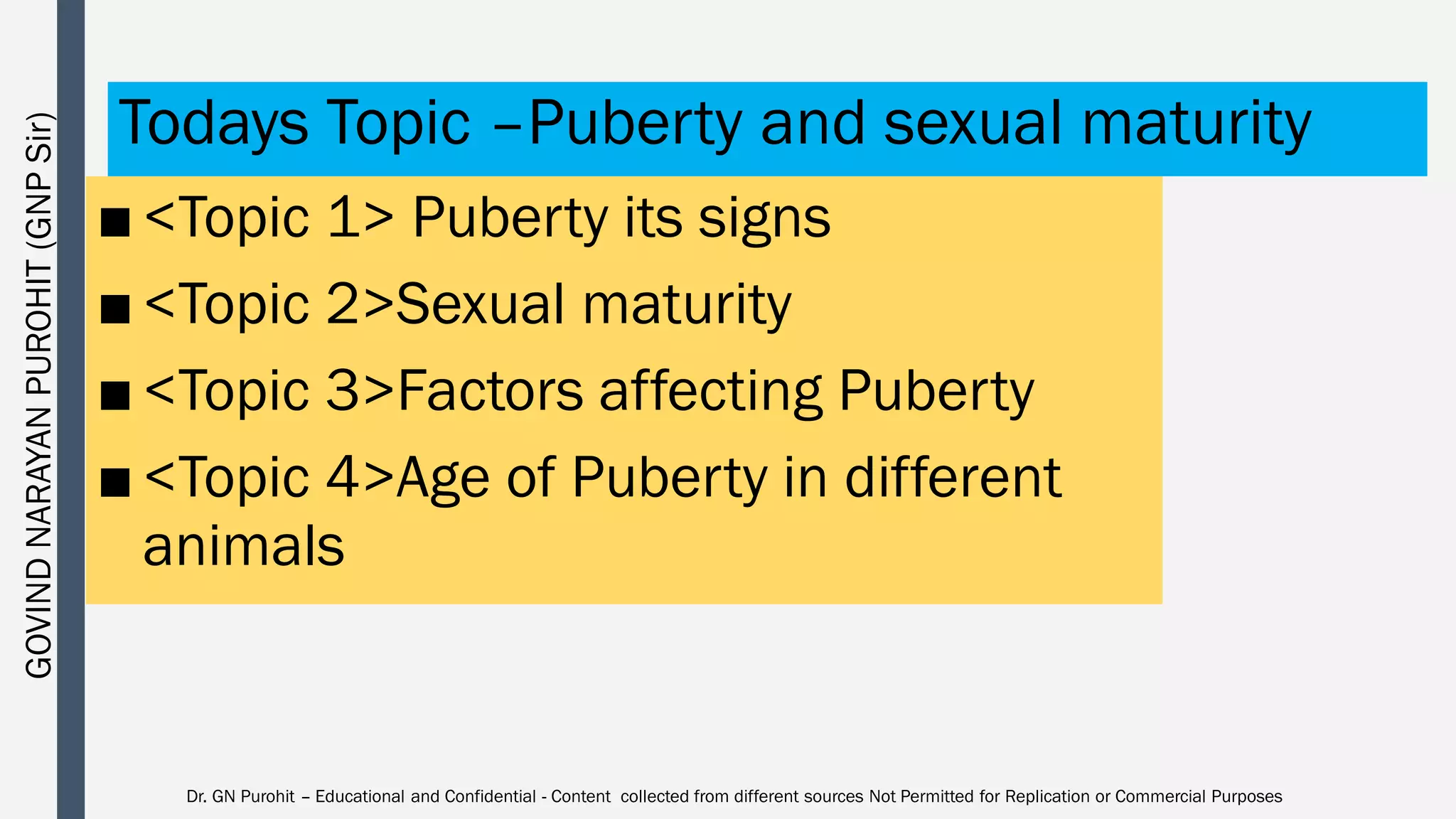 Andrology lecture 9 puberty and sex maturity | PDF