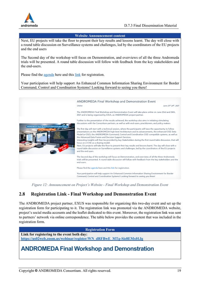 ANDROMEDA D.7.3 Final Dissemination Material | PDF