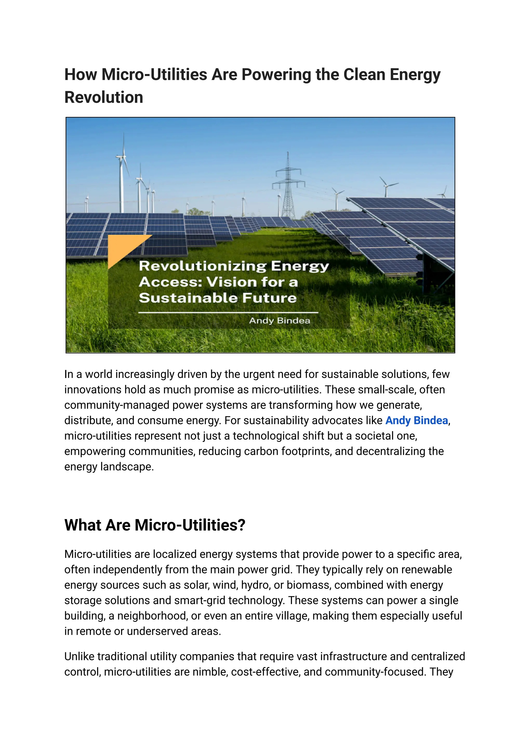 Andy Bindea on How Micro-Utilities Are Reshaping the Energy Landscape | PDF