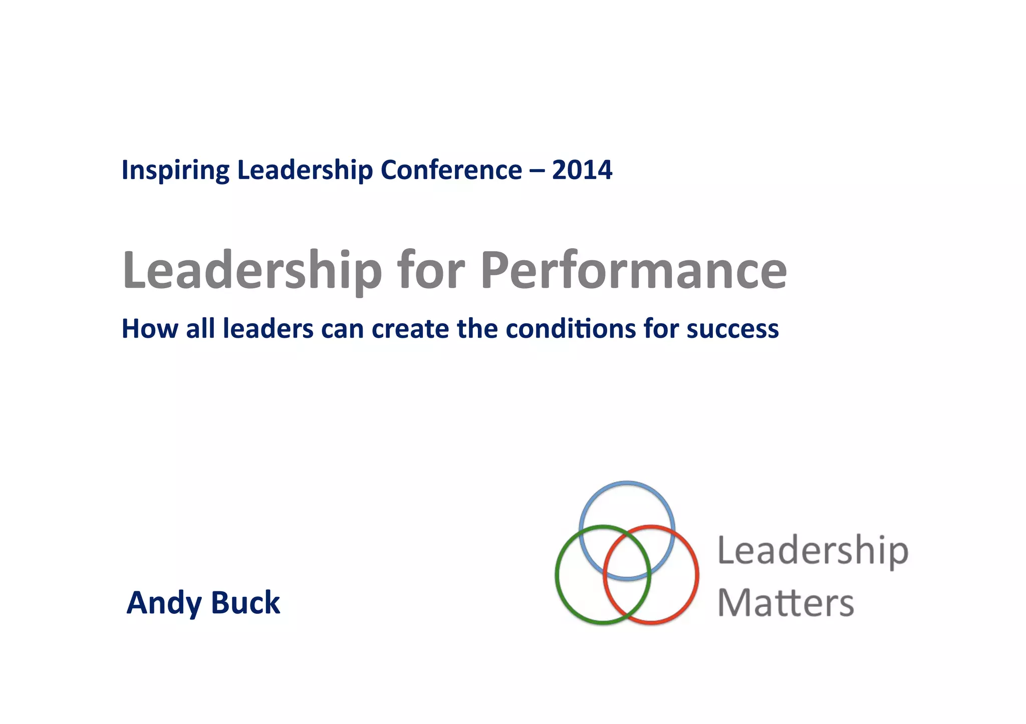 Leadership for Performance - Andy Buck | PDF