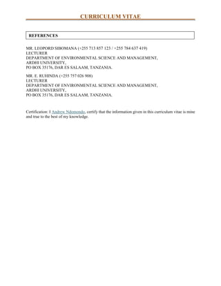 Andy CV | PDF | Undergraduate Education | College Education