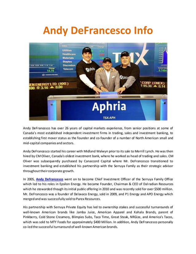 Andy DeFrancesco Info | PDF
