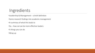 Andy Hockley Steps to being a more effetive leader | PPTX