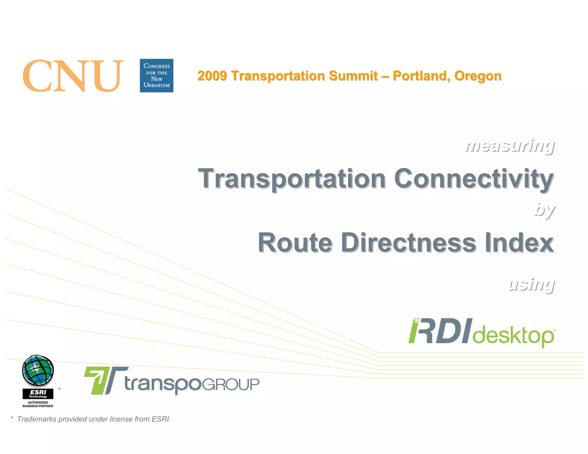 Andy Mortenson-Measuring Transportation Connectivity by RDI | PDF