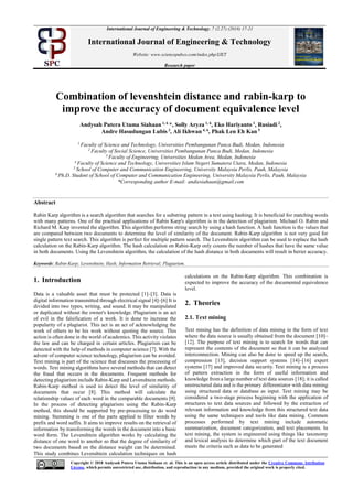 Combination of Levenshtein Distance and Rabin-Karp to Improve the Accuracy of Document ...