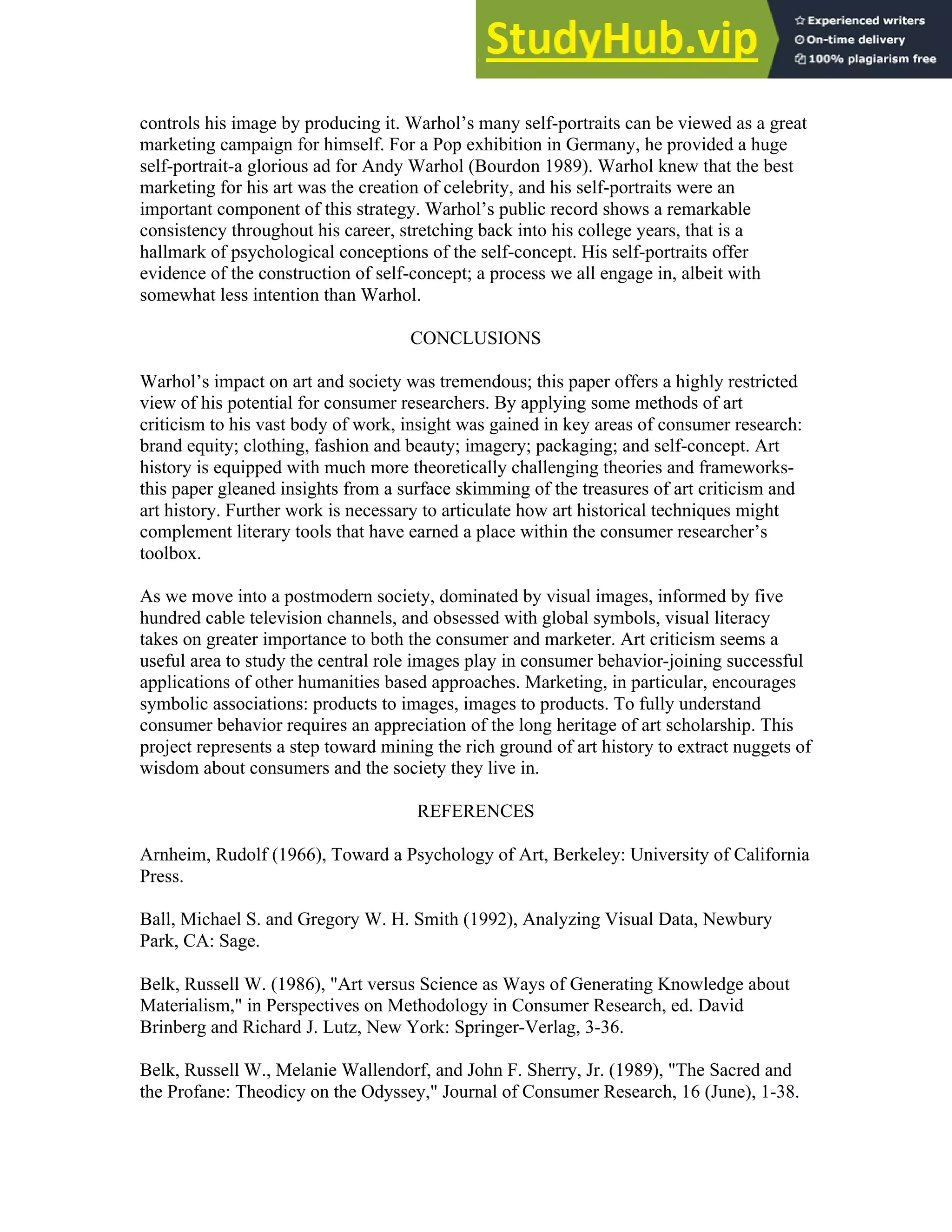 Andy Warhol Consumer Researcher | PDF