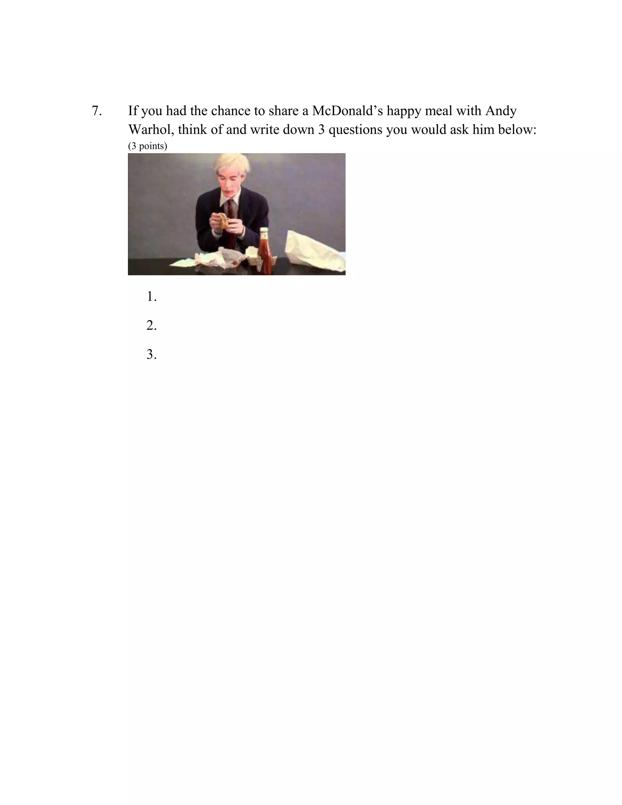 Andy warhol worksheet | DOCX