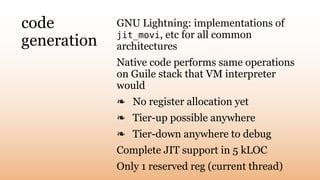 Guile 3: Faster programs via just-in-time compilation (FOSDEM 2019) | PPT