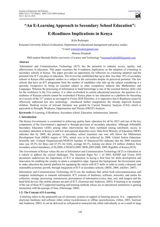 An e learning approach to secondary school education | PDF