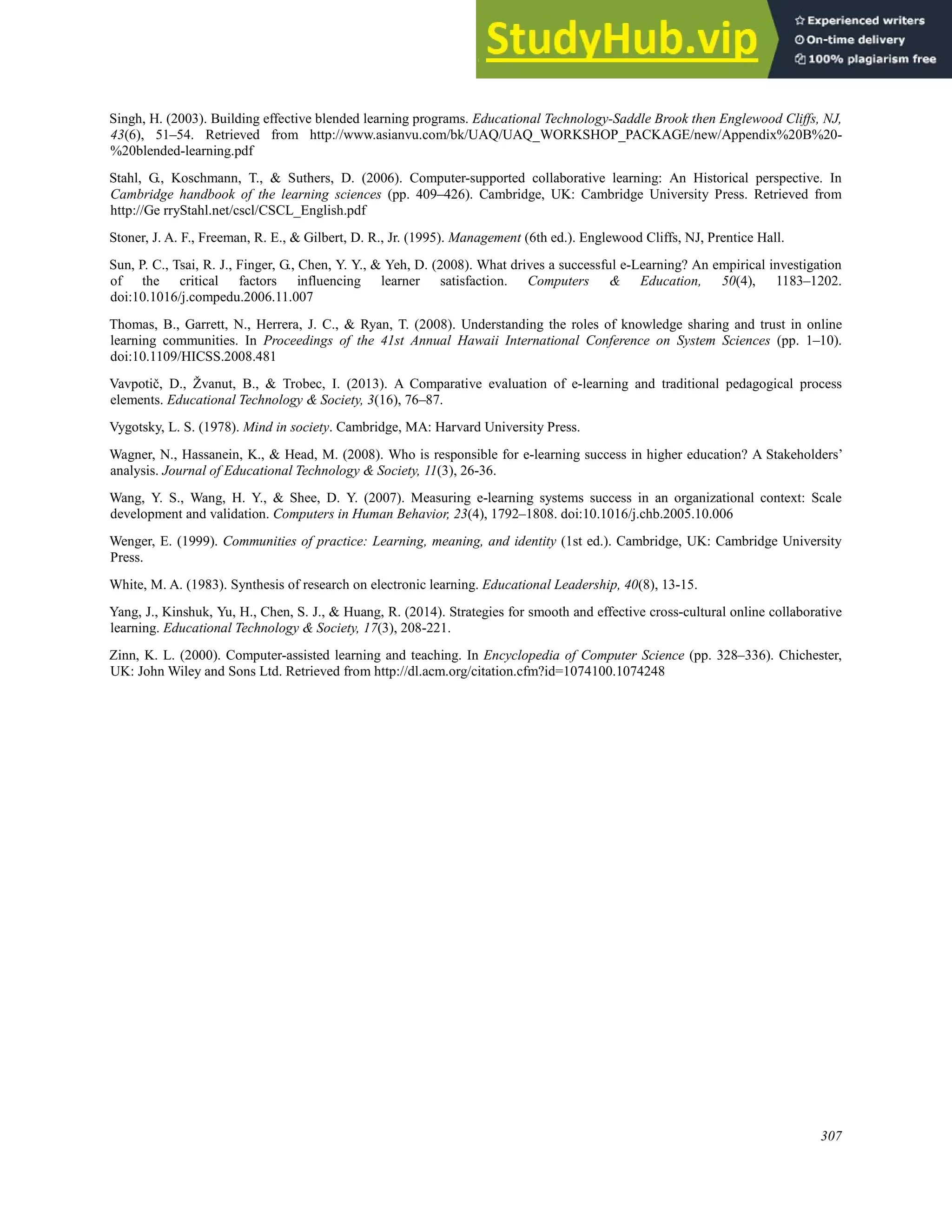 An E-Learning Theoretical Framework | PDF