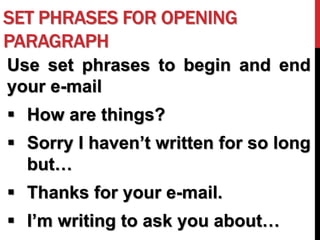 An email giving news and asking for information | PPTX