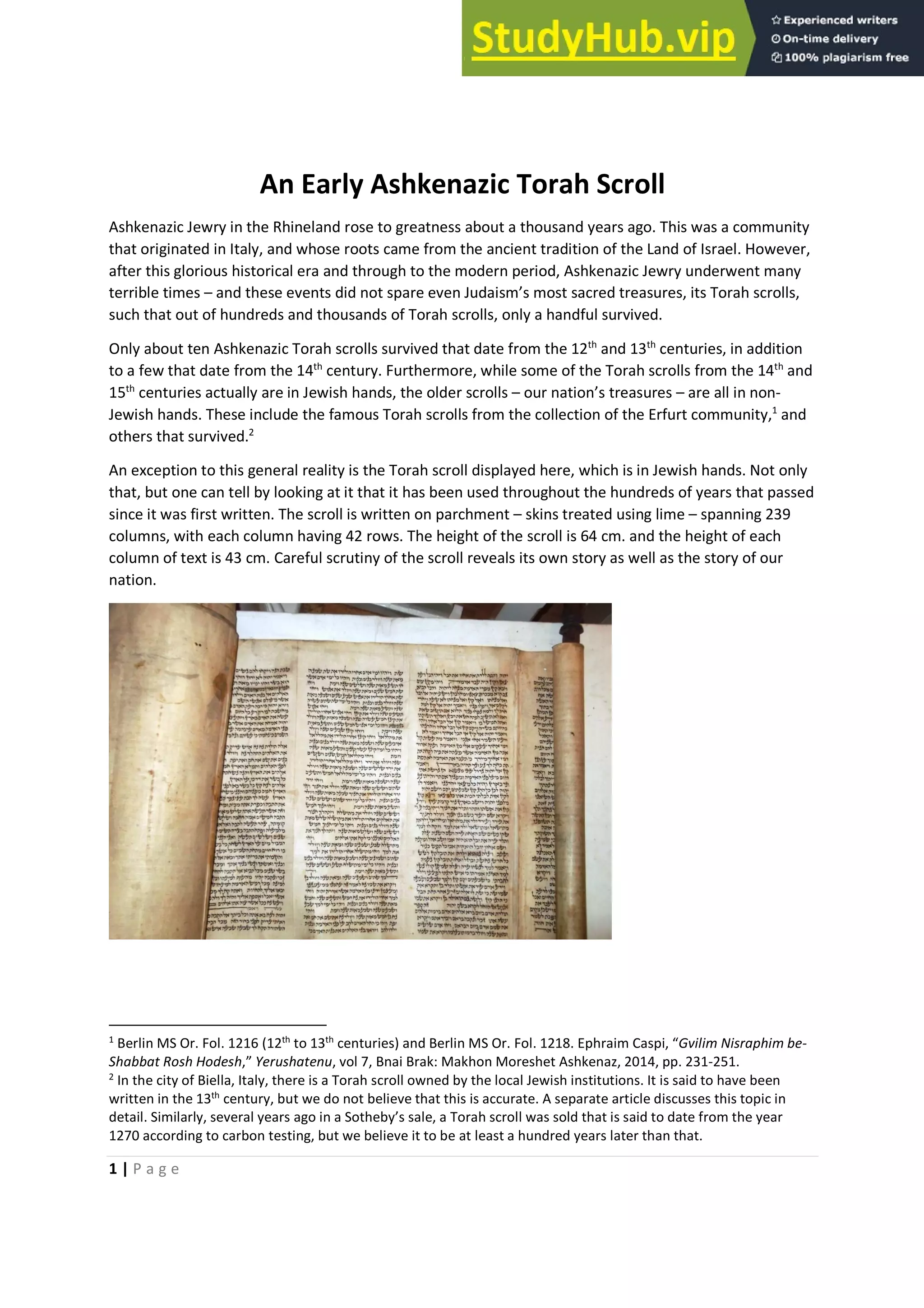 An Early Ashkenazic Torah Scroll | PDF