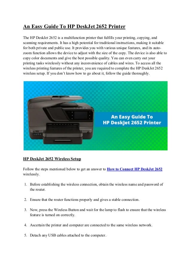 An easy guide to hp desk jet 2652 printer