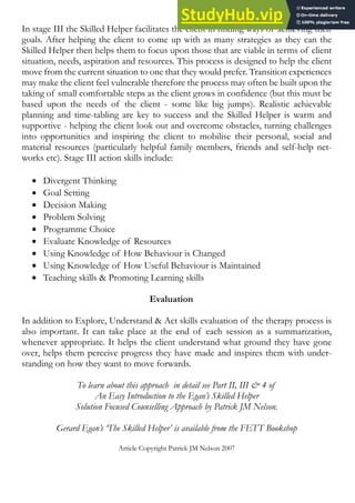 An Easy Introduction To Egan S Skilled Helper Solution Focused ...
