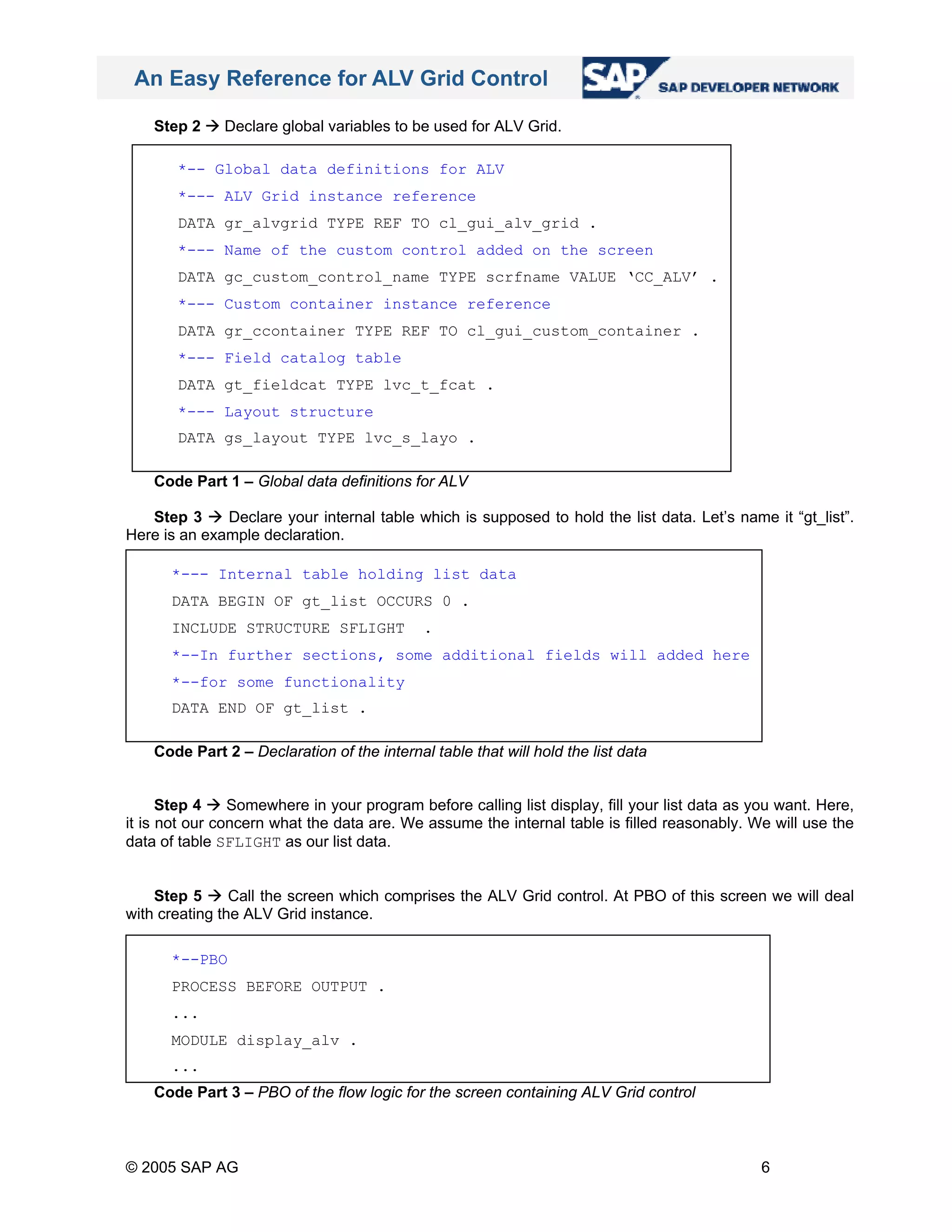 An Easy Reference For Alv Grid Control 1 Pdf 
