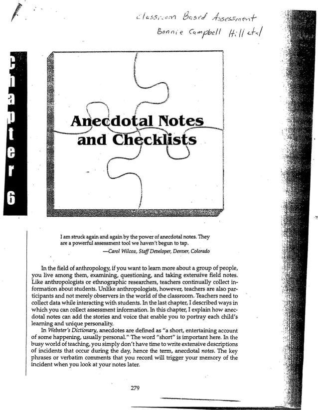 Anecdotal notes and_checklists | PDF