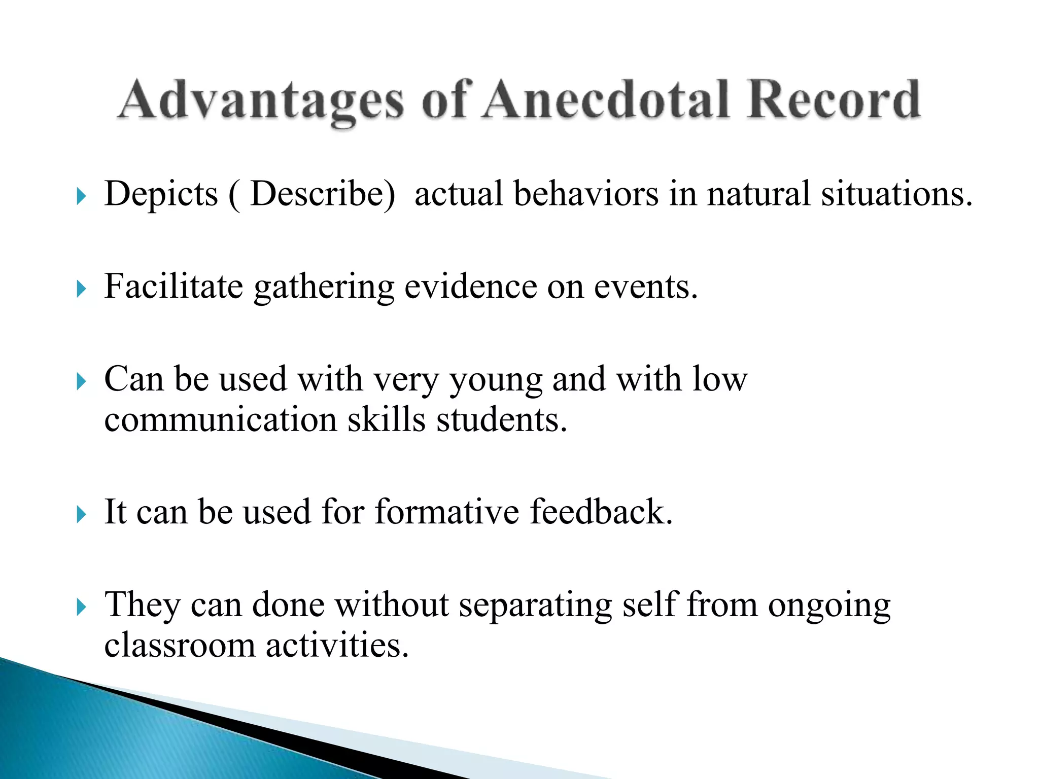 Anecdotal record in education | PPTX