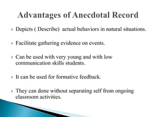 Anecdotal record in education | PPTX